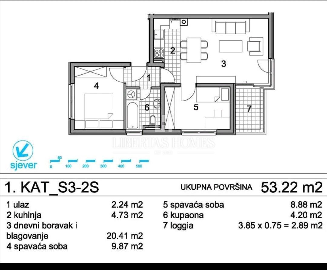 Trosoban stan 56m2 | Libertas Homes